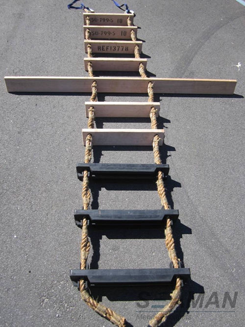 SOLAS Wood / Aluminium Boat Safety Ladder / Pilots Rope Ladder Emergency
