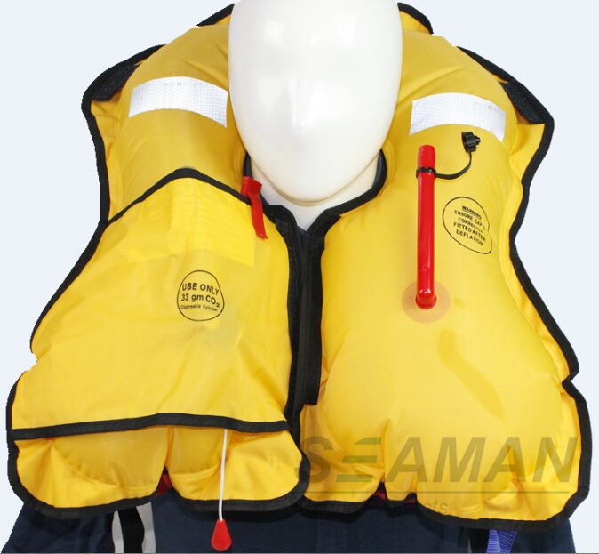 150N EN / ISO Automatic Inflatable Life Jackets 210D Nylon TPU Single ...
