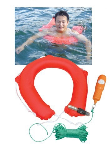 Throw Over Water Rescue 0.6kg Inflatable Lifebuoy Horseshoe Life Ring ...