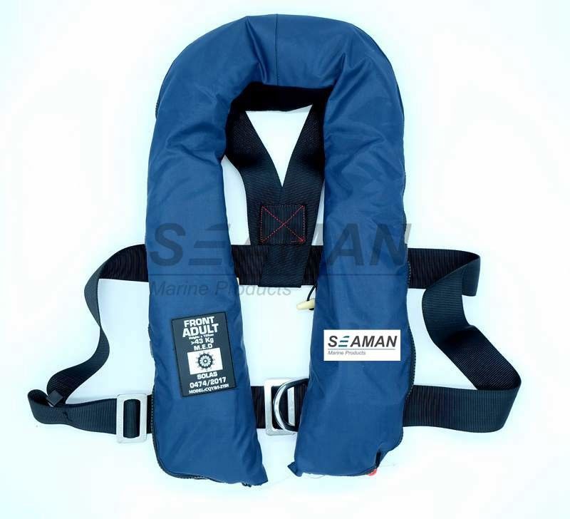 SOLAS 275N Navy Blue Inflatable Life Jacket Double Air Chamber 60G ...
